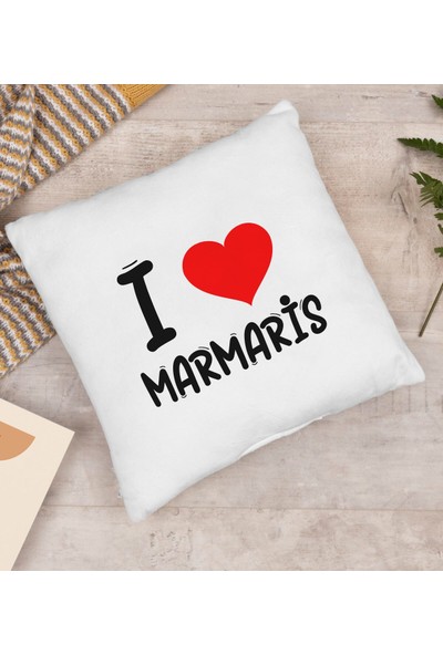 Bk Gift I Love Marmaris Tasarımlı Yastık - Model 1 Bk Gift I Love Marmaris Tasarımlı Yastık - Model 1