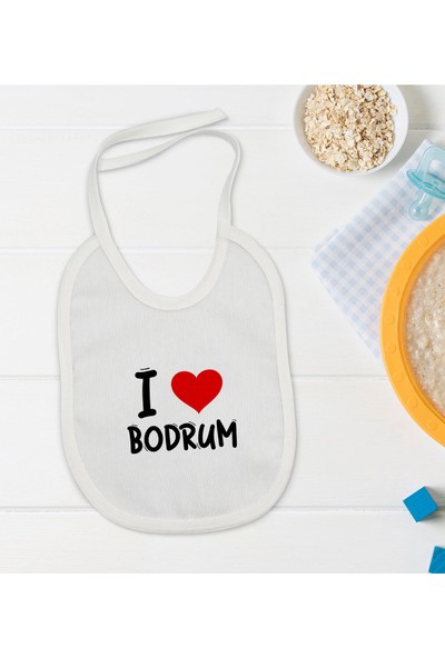 Bk Kids I Love Bodrum Tasarımlı Bebek Mama Önlüğü - Model 1 Bk Kids I Love Bodrum Tasarımlı Bebek Mama Önlüğü - Model 1