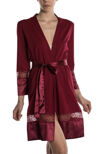 Doremi Miorre Kol ve Etek Ucu Saten Dantel Detaylı Pamuklu Penye Sabahlık