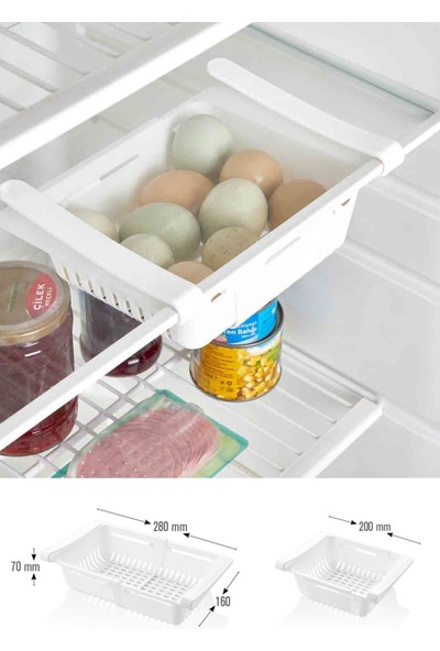 Starlight Buzdolabı Düzenleyici Açılabilir Ayarlanabilir Askılı Beyaz Süzgeç