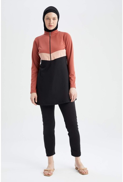 DeFacto Regular Fit Renk Bloklu Yarım Fermuarlı 4'lü Burkini X3390AZ22HS DeFacto Regular Fit Renk Bloklu Yarım Fermuarlı 4'lü Burkini X3390AZ22HS