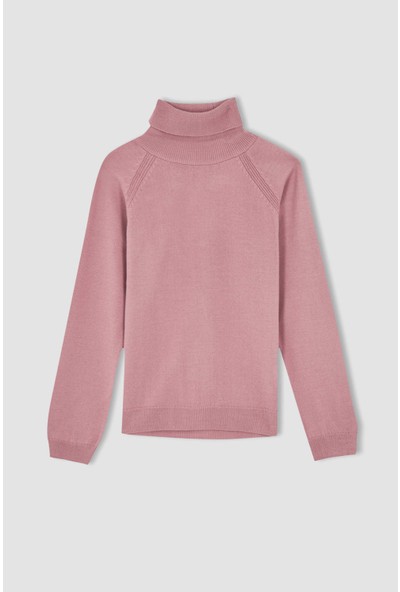 DeFacto Kız Çocuk Regular Fit Balıkçı Yaka Kazak R1953A622AU