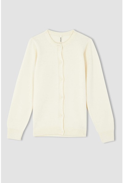 DeFacto Kız Çocuk Regular Fit Bisiklet Yaka Triko Hırka N8407A622AU