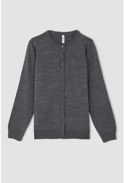 DeFacto Kız Çocuk Regular Fit Bisiklet Yaka Hırka N8407A622AU