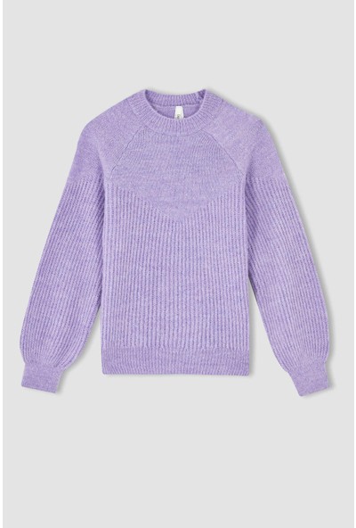 DeFacto Kız Çocuk Regular Fit Bisiklet Yaka Triko Kazak R1952A622WN