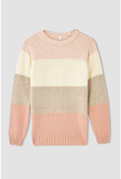 DeFacto Kız Çocuk Regular Fit Bisiklet Yaka KAZAK X7370A622AU