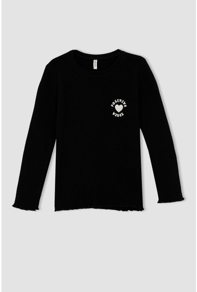 DeFacto Kız Çocuk Waffle Regular Fit Bisiklet Yaka Cep Baskılı Uzun Kollu Tişört Y5963A622AU DeFacto Kız Çocuk Waffle Regular Fit Bisiklet Yaka Cep Baskılı Uzun Kollu Tişört Y5963A622AU