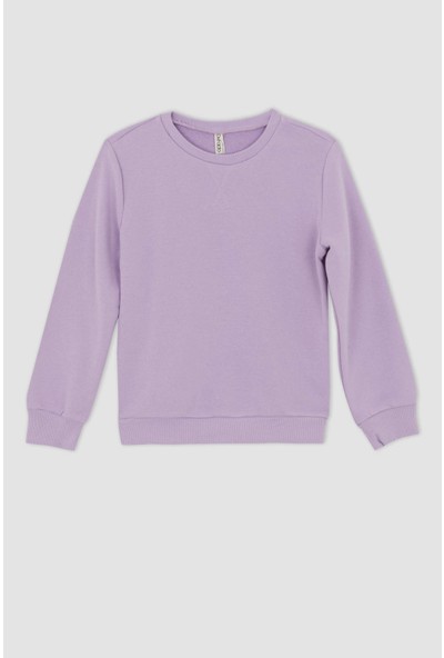 DeFacto Kız Çocuk RRegular Fit Okula Dönüş Bisiklet Yaka Sweatshirt U6470A622AU
