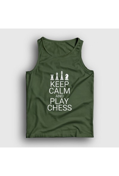 Presmono Unisex Haki Keep Calm And Play Chess Satranç Atlet