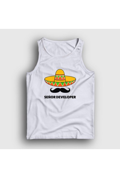 Presmono Unisex Beyaz Senior Developer Yazılımcı Atlet