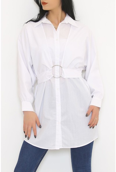 Halka Detaylı Gömlek Beyaz