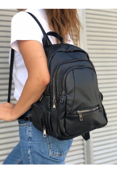 Lebina Yıkanmış Deri Kadın Sırt Çantası