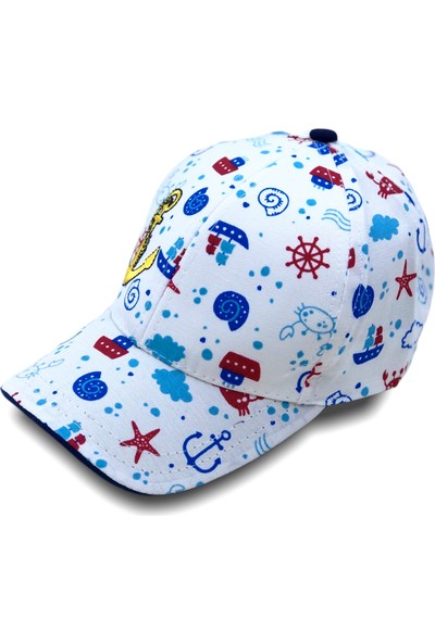 Erkek Çocuk Gemici Desenli 3-8 Yaş Beyaz Şapka Erkek Çocuk Gemici Desenli 3-8 Yaş Beyaz Şapka