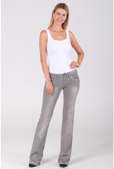 Barkaist Kadın Gri Cep Detaylı Jean