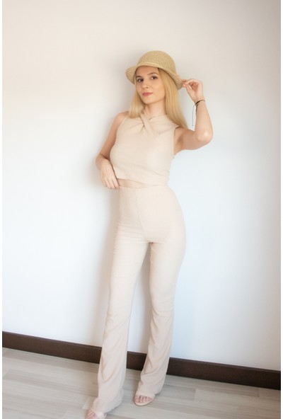 Kaktüs Okyanus Örme Kumaş Rahat Kalıp Kadın Pantolon