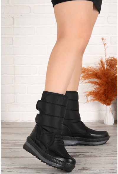 Woggo Twg 7815 Günlük Cırtlı Kadın Kar Bot Ayakkabı Siyah