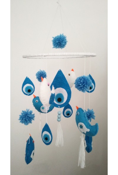 Keçeli Bebek Nazar Boncuğu Temalı %100 El Yapımı Bebek Dönencesi Beşik Süsü Keçeli Bebek Nazar Boncuğu Temalı %100 El Yapımı Bebek Dönencesi Beşik Süsü