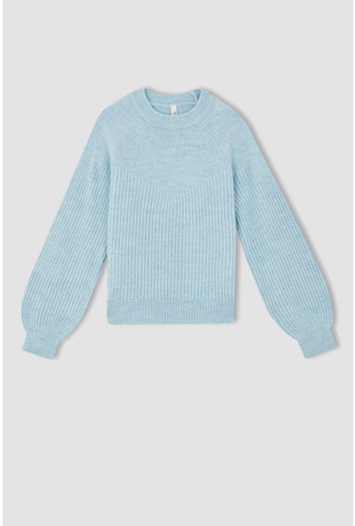 DeFacto Kız Çocuk Regular Fit Bisiklet Yaka Triko Kazak R1952A622WN