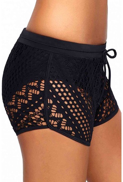 Alışveriş Express Dantel Işlemeli Siyah Bikini Altı Deniz Şortu Alışveriş Express Dantel Işlemeli Siyah Bikini Altı Deniz Şortu