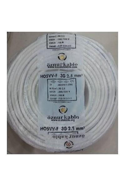 Öznur Ttr Kablo 3x2,5 Öznur Beyaz