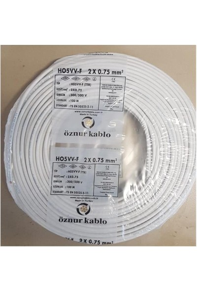 Öznur Ttr Kablo 2x0,75 Öznur Beyaz