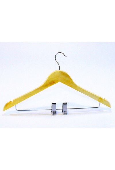 Eminhome Ahşap Elbise Askısı Mandallı Tekli