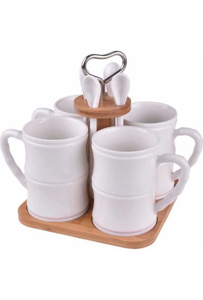 Gülruli 9 Parça Kupa Seti Bambu Fuedo