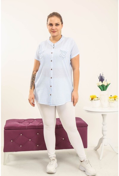 Ertül Tekstil Pudra Açık Mavi Cepli Pamuk Kısa Kollu Gömlek Ertül Tekstil Pudra Açık Mavi Cepli Pamuk Kısa Kollu Gömlek