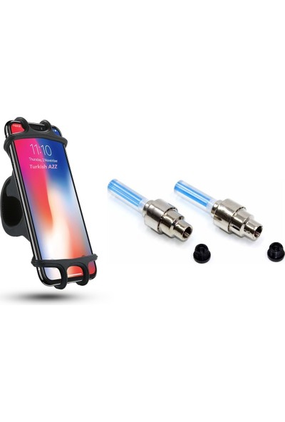 Universal 360° Bisiklet Scooter Telefon Tutucu ve Harekete Duyarlı Hareket Sensörlü LED Işıklı 2li Sibop Kapağı Universal 360° Bisiklet Scooter Telefon Tutucu ve Harekete Duyarlı Hareket Sensörlü LED Işıklı 2li Sibop Kapağı