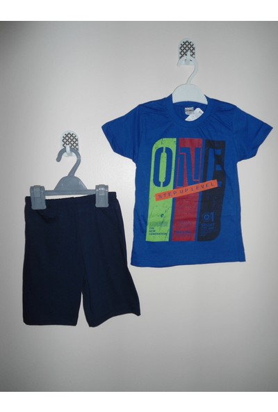 Büyümüş Baskılı Erkek Çocuk Takım (Saks Mavi)