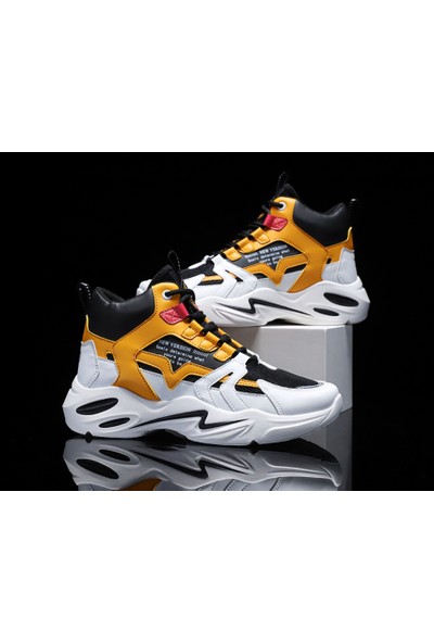 Miniamania Beyaz Sarı Yüksek Taban Basketbol Ayakkabı