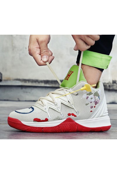 Miniamania Beyaz Nakış Desenli Basketbol Ayakkabı