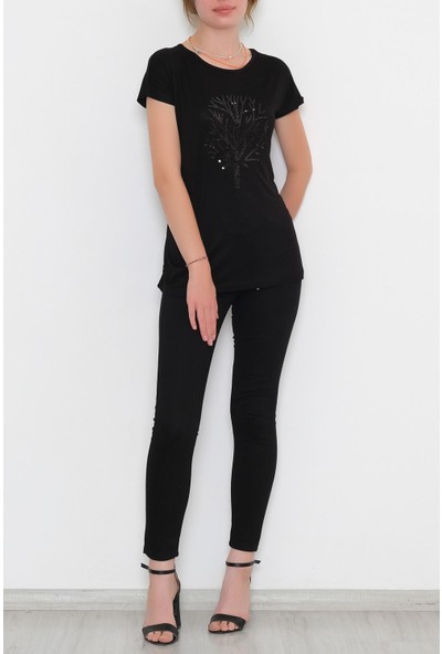 Ağaç Pullu Bluz Siyah - 9828.139. Ağaç Pullu Bluz Siyah - 9828.139.