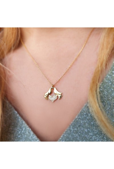 Çifte Kumrular 925 Gümüş Kadın Kalp Kolye Çifte Kumrular 925 Gümüş Kadın Kalp Kolye