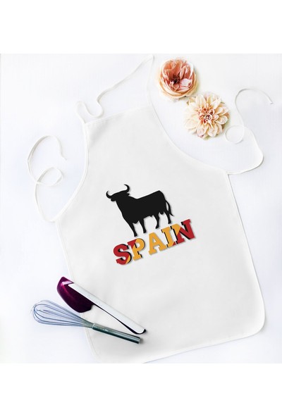 Bk Gift Spain Tasarımlı Beyaz Mutfak Önlüğü - Model 1 Bk Gift Spain Tasarımlı Beyaz Mutfak Önlüğü - Model 1