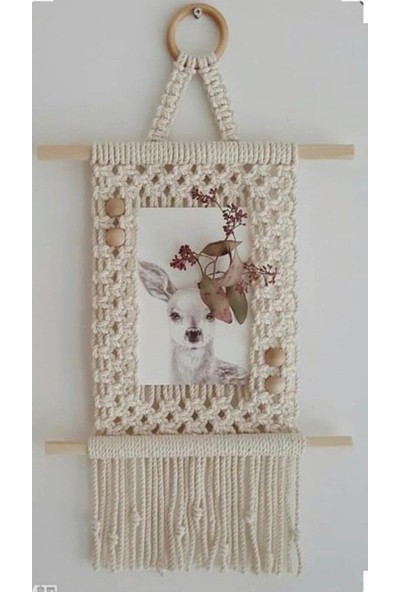 Aed Makrome Ahşap Detaylı Makrome Çerçeve