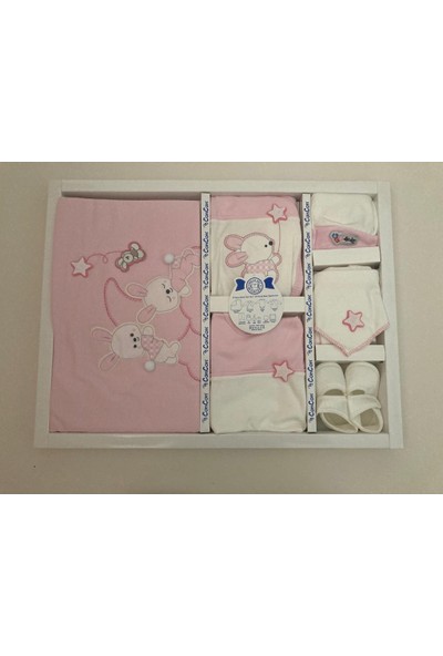 Concon 10 Parça Kız Çocuk Tavşan Işlemeli Zıbın Set