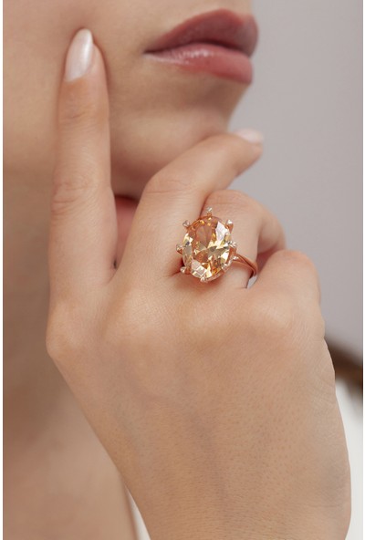 Tmec Takı Tektaş Gümüş Yüzük Mega Boy