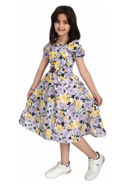 Ay City Kids Gipeli Desenli Kolyeli Elbise