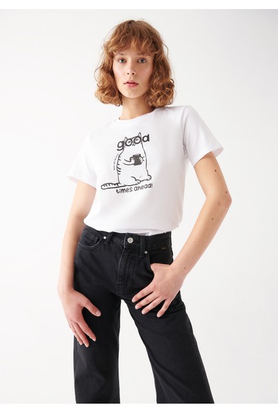 Mavi Good Baskılı Beyaz Tişört