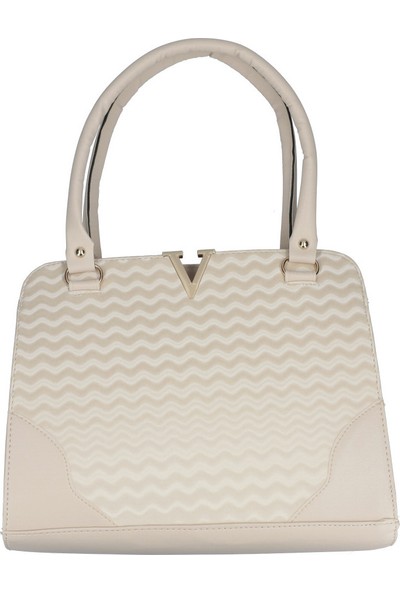 İlmek Krem Cizgili Kadın Omuz Cantası