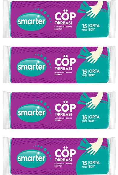 Smarter 4'lü Orta Boy Çöp Torbası 55x60 cm