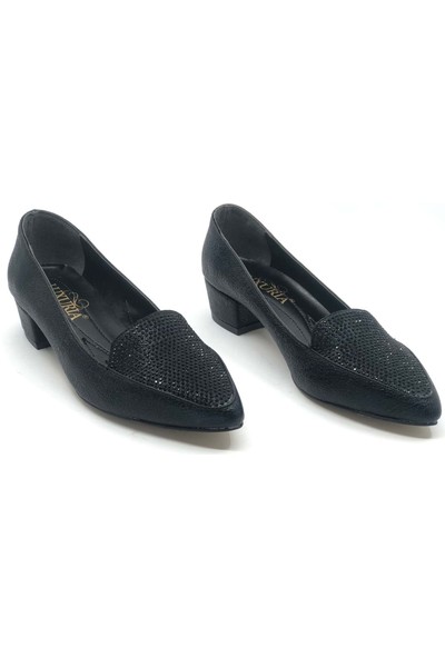 Kocamanlar Asya Şeker Topuklu Taşlı Günlük Klasik Kadın Ayakkabı