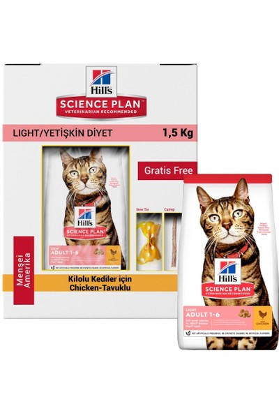 Hills Light Kilo Kontrolü Için Tavuklu Yetişkin Kedi Maması 1,5 kg Hills Light Kilo Kontrolü Için Tavuklu Yetişkin Kedi Maması 1,5 kg