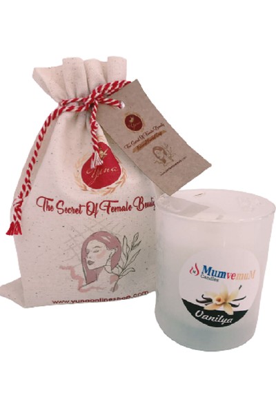 Yuna Vanilya Kokulu Bardak Mum ( Buzlu Cam Bardak) 240 gr