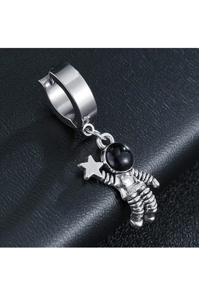 The Gifts Kadın Erkek Gümüş Astronot Uçlu Sallantılı Çelik Küpe The Gifts Kadın Erkek Gümüş Astronot Uçlu Sallantılı Çelik Küpe