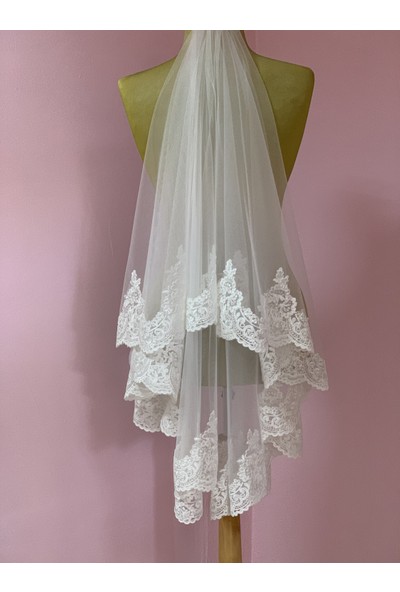 Ş&G Gelinlik Pullu Gipür Işlemeli Duvak