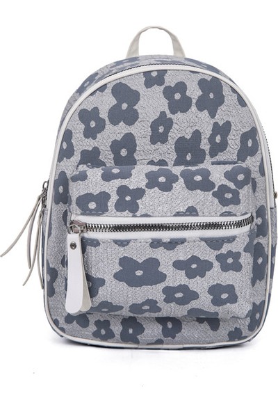 Btm Çiçek Desenli Fermuarlı Sırt Çantası - Mavi (Yurt Dışından) Btm Çiçek Desenli Fermuarlı Sırt Çantası - Mavi (Yurt Dışından)