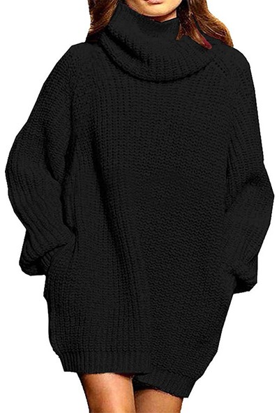 Wuwu Sonbahar ve Kış Yeni Moda Uzun Kollu Balıkçı Yaka Cep Orta Uzun Elbise Gevşek Kazak Kadın (Yurt Dışından) Wuwu Sonbahar ve Kış Yeni Moda Uzun Kollu Balıkçı Yaka Cep Orta Uzun Elbise Gevşek Kazak Kadın (Yurt Dışından)