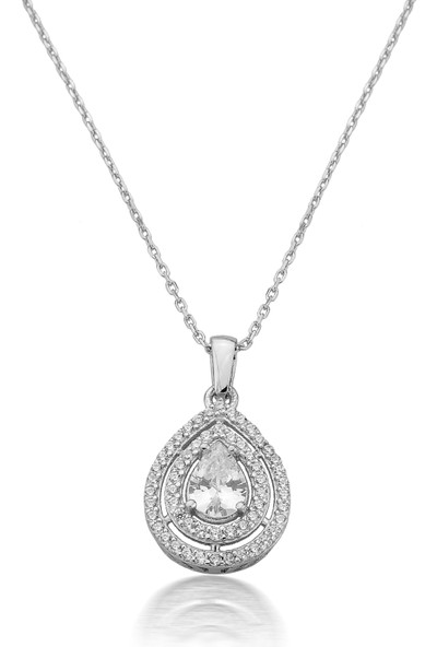 Dalmaz Jewelry 925 Ayar Gümüş Baget Taşlı Kolye